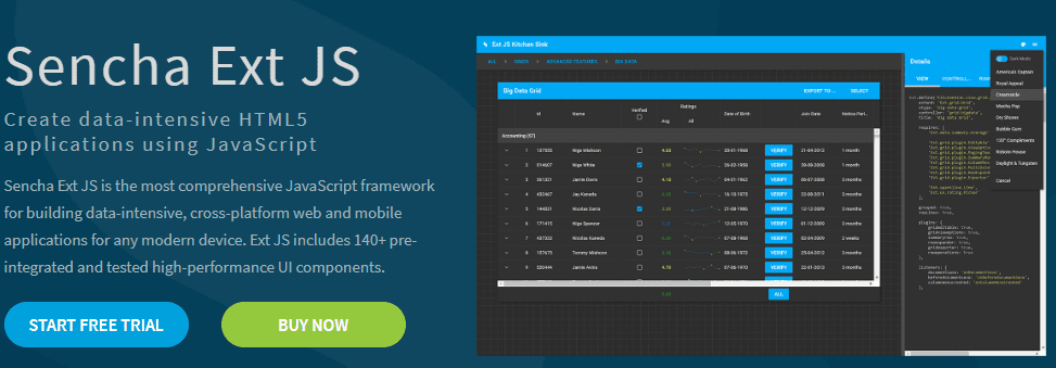 Sencha를 사용하여 멋진 JavaScript 앱 빌드 – 140개 이상의 UI 구성 요소