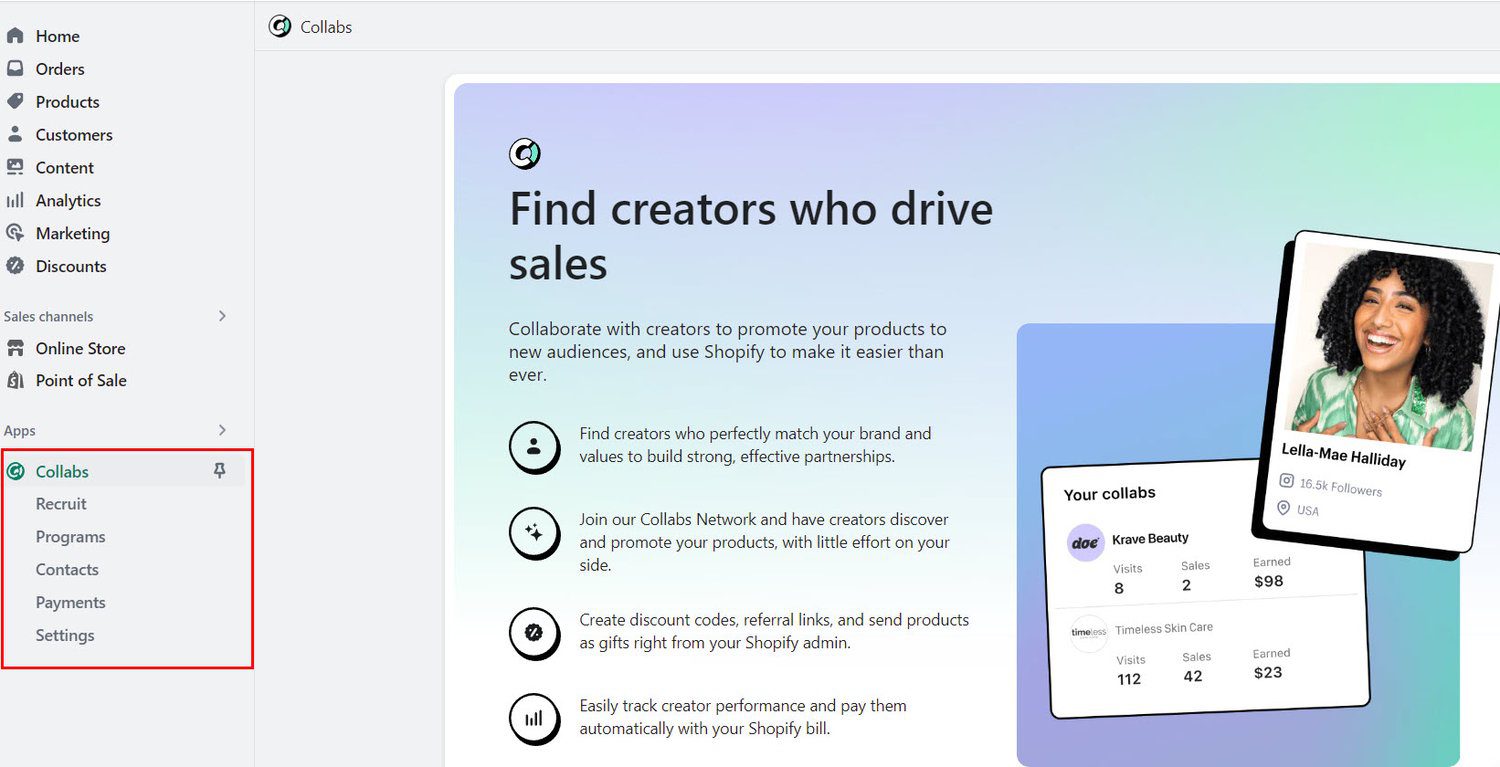 Shopify Collabs - 판매자/크리에이터로서 알아야 할 모든 것